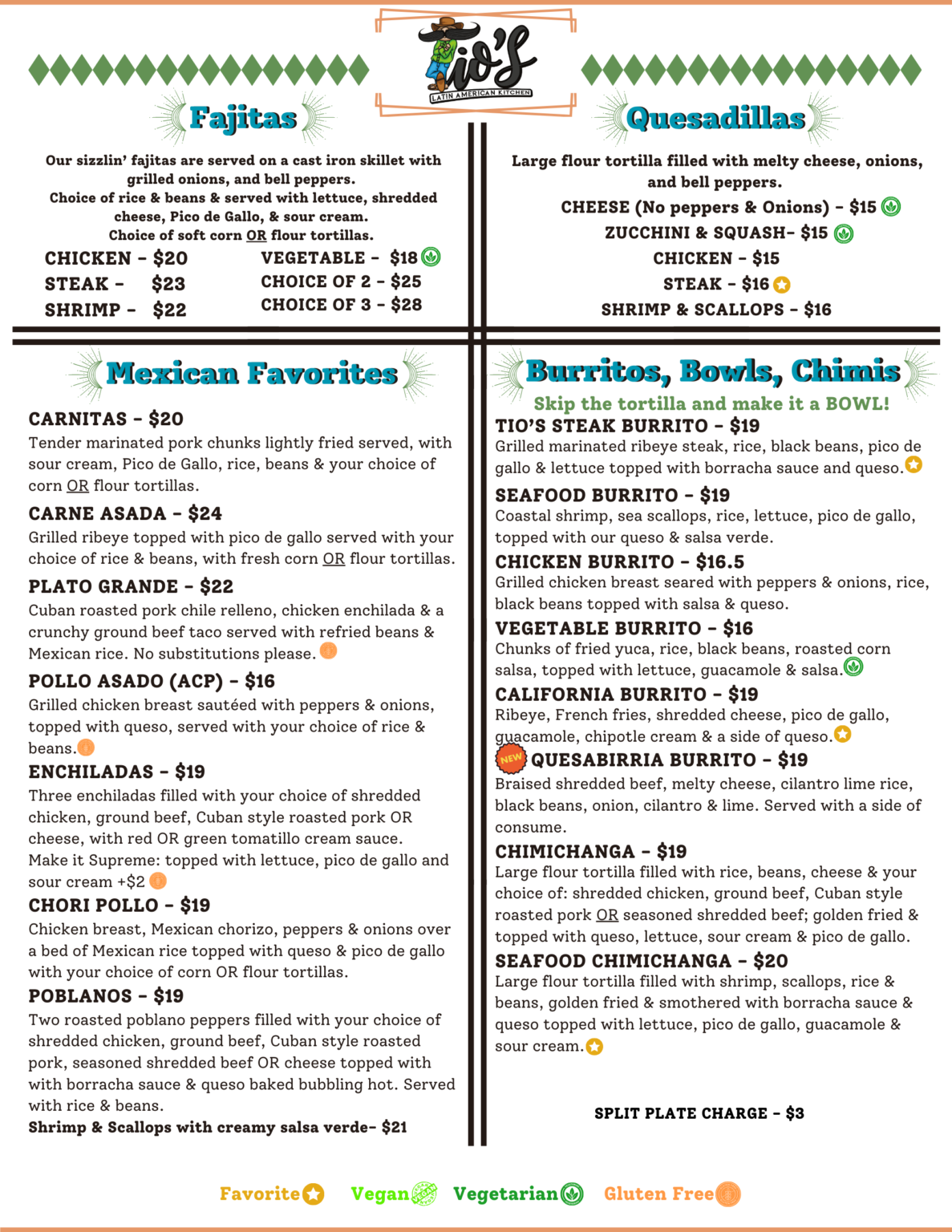 Full Menu – Tio’s Latin American Kitchen