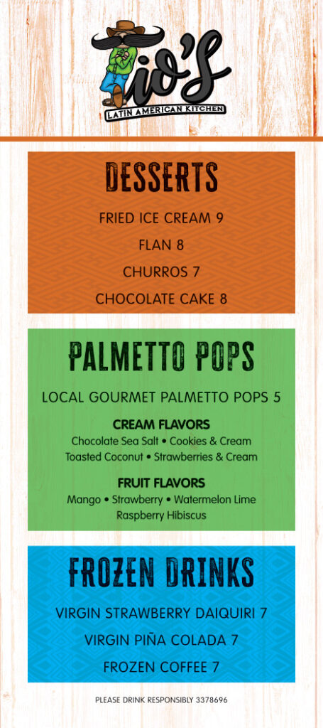 Our Menus – Tio's Latin American Kitchen