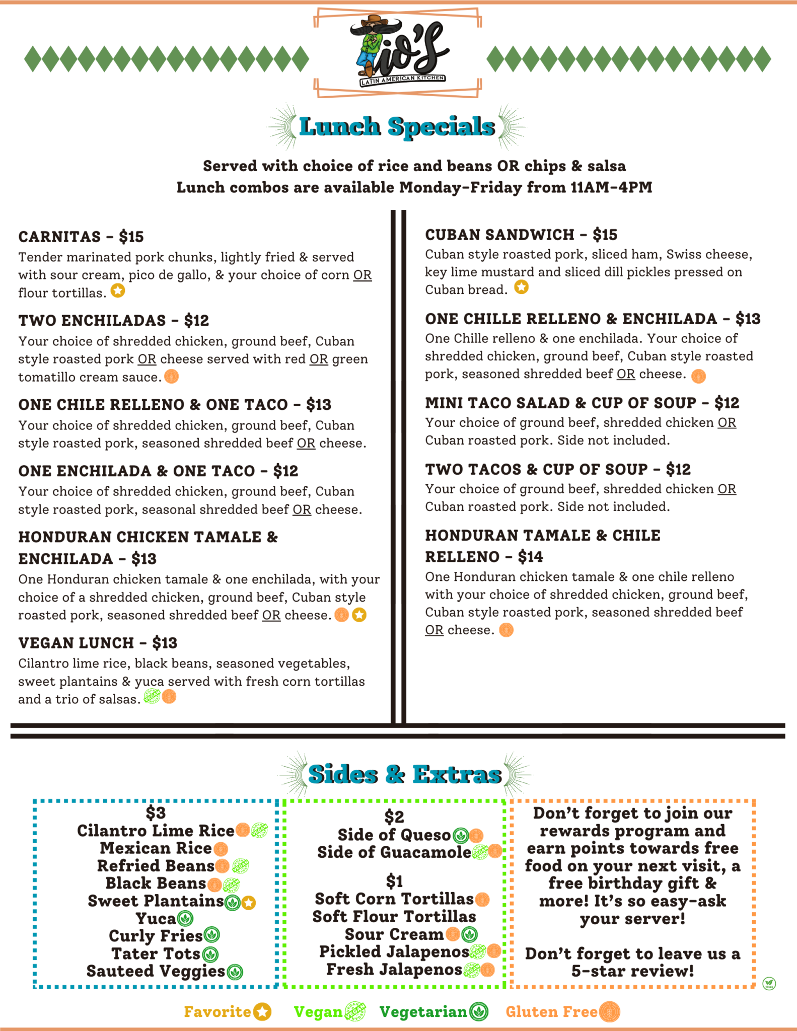 Our Menus – Tio's Latin American Kitchen