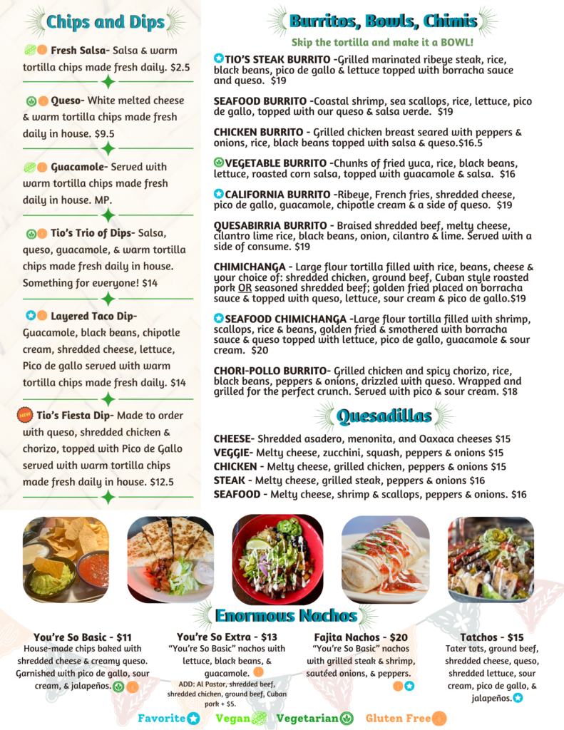 Our Menus – Tio’s Latin American Kitchen