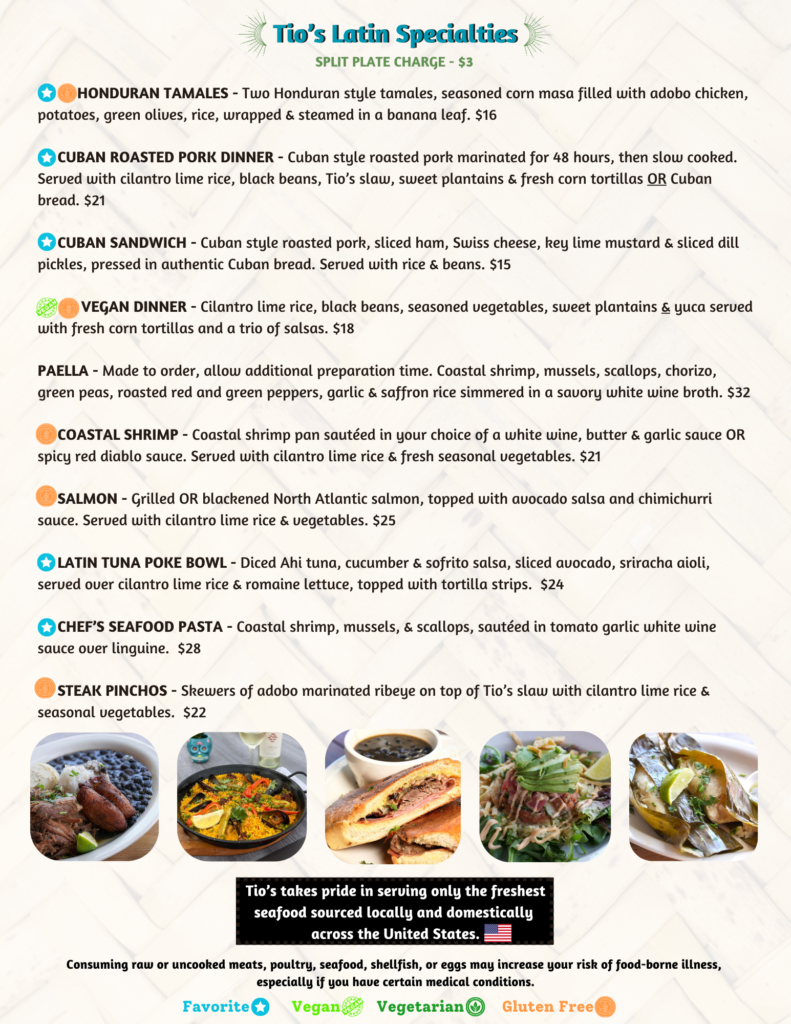 Our Menus – Tio’s Latin American Kitchen